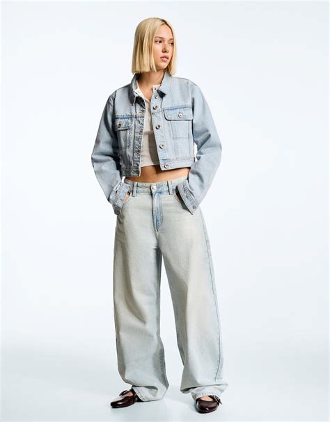Cropped Denim Jacket Bsk Teen Bershka