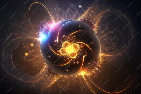 Premium Photo Representation Of Atom Orbit As Luminous Particles