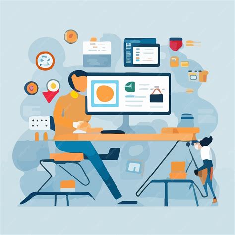 Premium Vector Web Development Vectors And Illustrations Developer Working On Computer