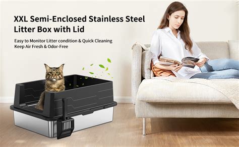 Lastikor Xxl Stainless Steel Litter Boxextra Large Litter Box With Lid