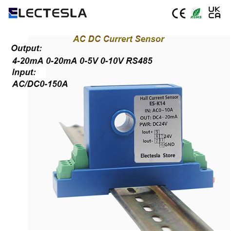 ES K14 AC DC 0 150A Signal Transmitter Hall AC DC Current Sensor Output 4 20mA 0 5V 0 10V Input