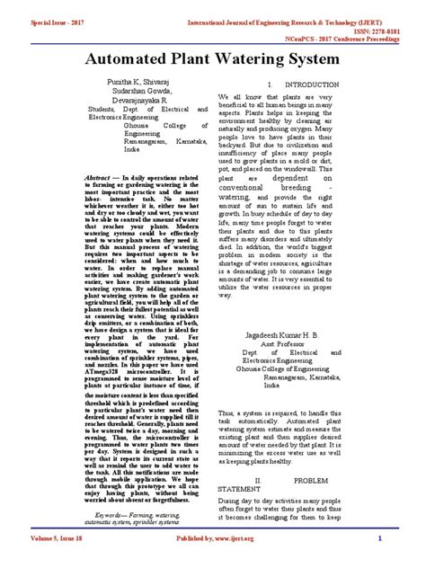 Automated Plant Watering System Ijertconv5is18012 Pdf