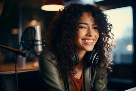 premium ai image recording a vibrant podcast generative ai