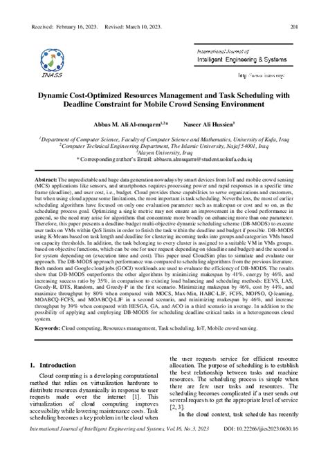 Pdf Dynamic Cost Optimized Resources Management And Task Scheduling With Deadline Constraint