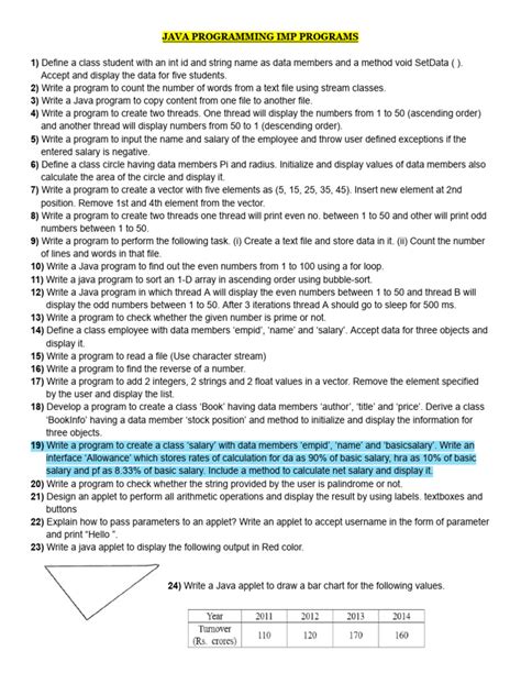 Java Imp Programs Pdf Computer Program Programming