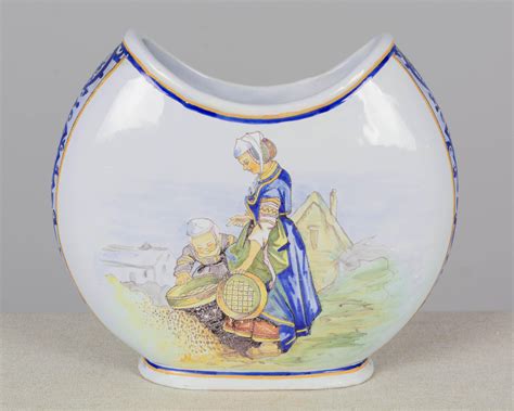 19th Century French Quimper Porquier Beau Faience Vase For Sale At 1stdibs