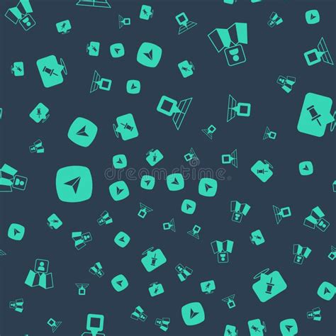 Set Folded Map With Location Marker City Navigation And Push Pin On Seamless Pattern Vector