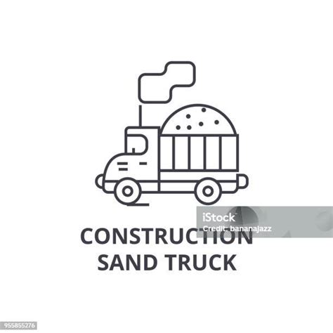 건설업 모래 트럭 벡터 라인 아이콘 기호 그림 배경 편집 가능한 선 건설 기계류에 대한 스톡 벡터 아트 및 기타 이미지 건설 기계류 건설 산업 건설 현장 Istock