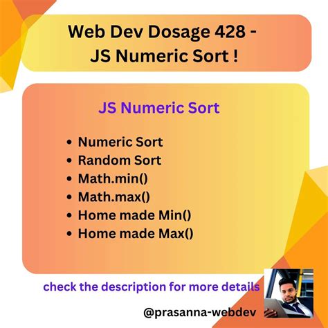 web dev dosage 428 numeric sort prasanna d posted on the topic linkedin