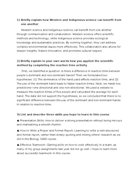 Lifesci 2a03 Tut1 Briefly Explain How Western And Indigenous Science Can Benefit From One