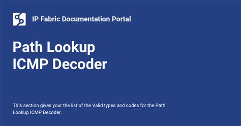 Path Lookup Icmp Decoder Ip Fabric Documentation Portal