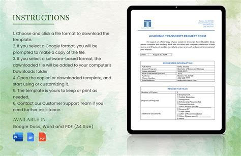 Academic Transcript Request Form Template In Word PDF Google Docs