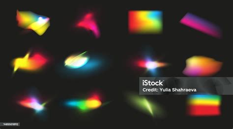 무지개 크리스탈 빛 누출 세트 레인보우 라이트 렌즈 플레어 빛 굴절 효과 프리즘에 대한 스톡 벡터 아트 및 기타 이미지 프리즘 결정체 광선 Istock