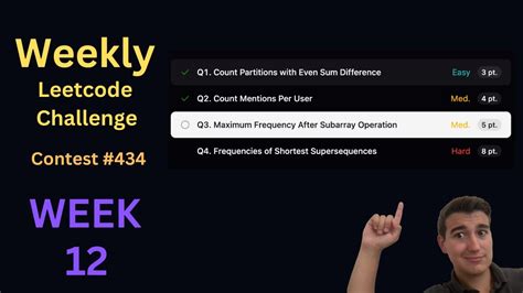 Weekly Leetcode Challenge Week 12 Contest 434 Youtube