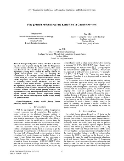 Pdf Fine Grained Product Feature Extraction In Chinese Reviews