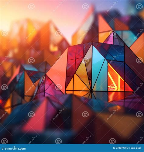 A Visually Captivating Composition Of Overlapping Geometric Shapes In A Symphony Of Vibrant