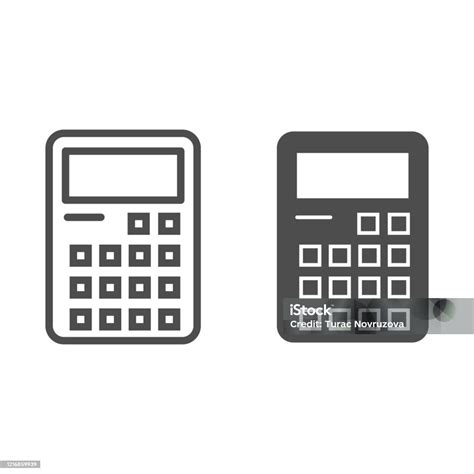계산기 라인과 문자 표시 아이콘입니다 회계 전자 계산 목적 장치 기호 흰색 배경에 윤곽 스타일 그림 모바일 컨셉 웹 디자인용