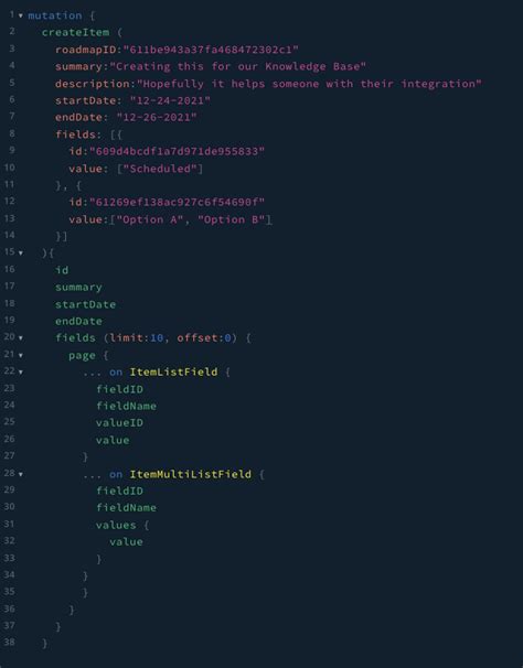 Api Mutation To Create A Single Roadmap Item