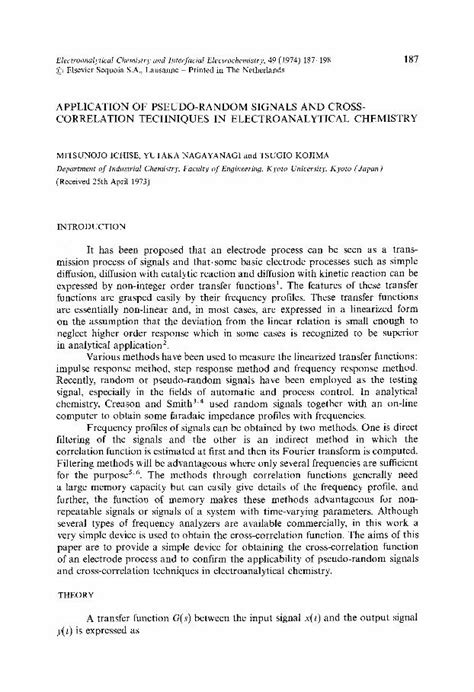 Pdf Application Of Pseudo Random Signals And Cross Correlation