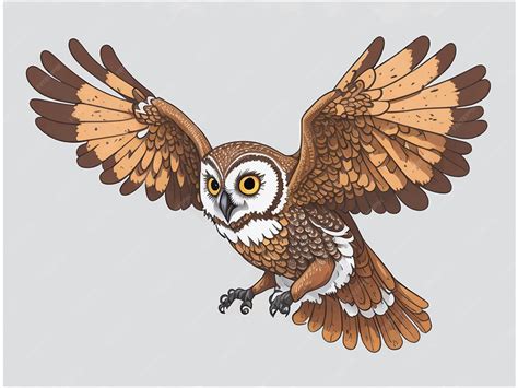 Premium Vector Owl Cartoon Bird Flying Animal Brown Color Nature