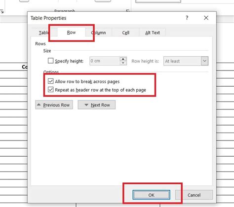 how to repeat table headers in word on every page
