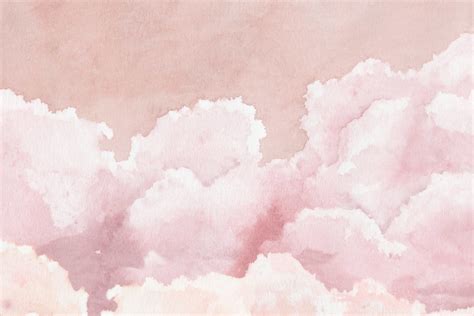 Pink Watercolour Clouds Wallpaper Mural Hovia