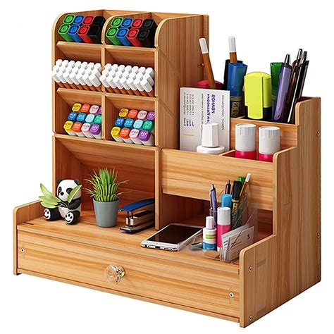 Selers Wooden Pencil Holder Multi Functional Diy Pen Holder 13