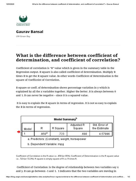 What Is The Difference Between Coefficient Of Determination And