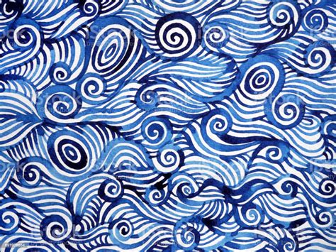 추상 블루 화이트 나선형 웨이브 바다 바다 수채화 그림 손으로 그린 패턴에 대한 스톡 벡터 아트 및 기타 이미지 패턴 곤색 수채화 Istock