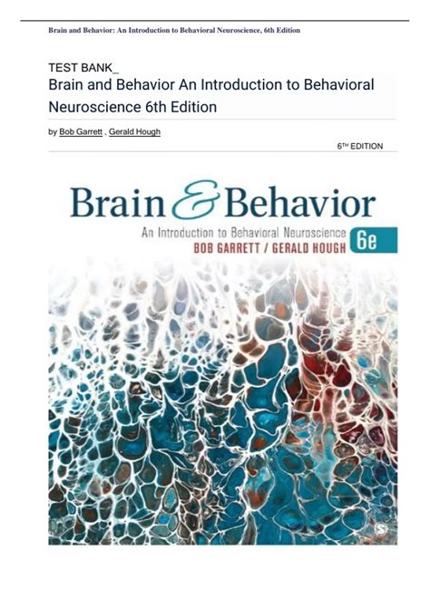 Test Bank Brain And Behavior An Introduction To Behavioral Neuroscience 6th Edition Garrett