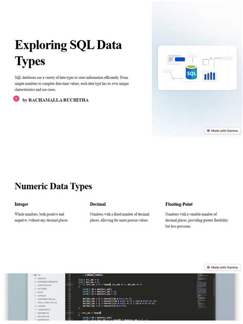 Exploring Sql Data Types Pdf