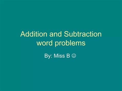 Addition And Subtraction Word Problems Ppt