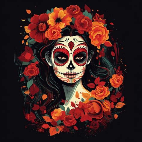 Premium Ai Image Dia De Los Muertos Day Of The Dead Skull Flowers