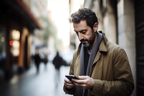 premium ai image shot of a man using his cellphone to send text
