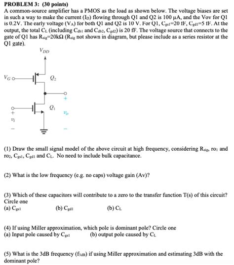 Solved PROBLEM Points A Common Source Amplifier Has Chegg Com