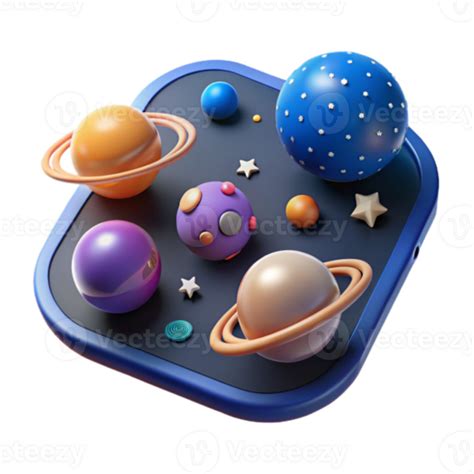 Render Of A Colorful Planetary System On A Dark Background 55551020 Png