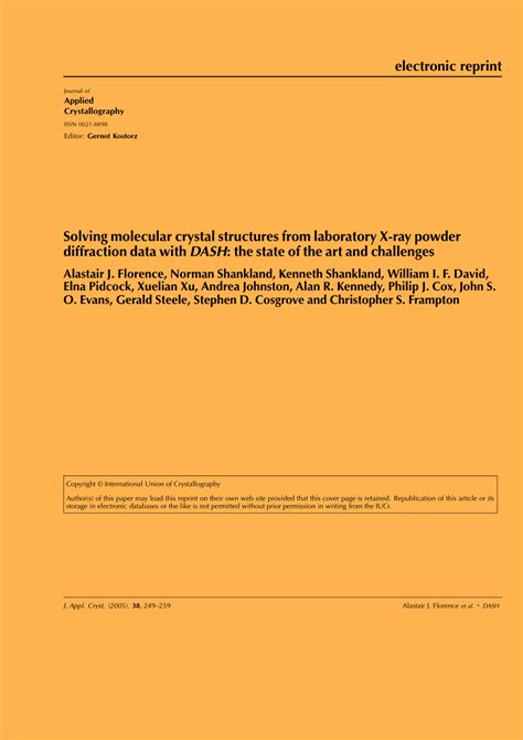 Pdf Solving Molecular Crystal Structures From Laboratory X Ray Powder Diffraction Data With