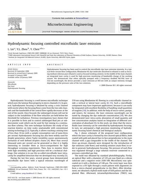 Pdf Hydrodynamic Focusing Controlled Microfluidic Laser Emission Dokumen Tips