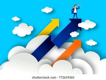 Leadership Concept Arrows On White Clouds Stock Vector Royalty Free Shutterstock