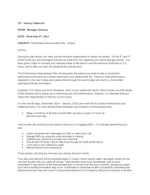 PIP Templates With Examples AA ISP Doc Template PdfFiller