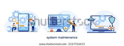 System Maintenance Update Program Application Technology Stock Vector