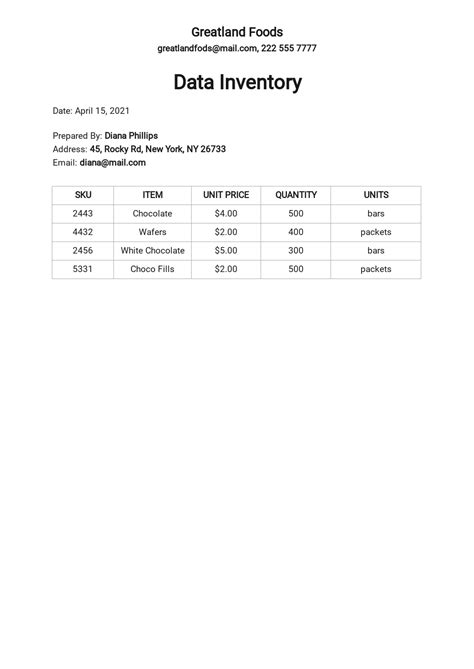 Data Inventory Template Free PDF Word Excel Apple Pages Google Docs Google Sheets