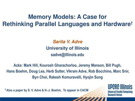 Ppt Memory Models A Case For Rethinking Parallel Languages And Hardware † Powerpoint