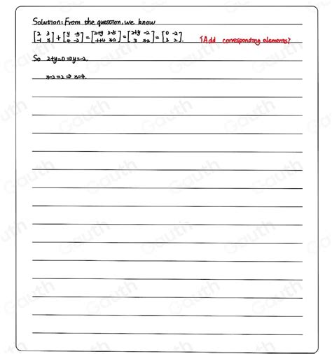 solved find the values of x and y in the following matrix addition beginbmatrix 2and3 1