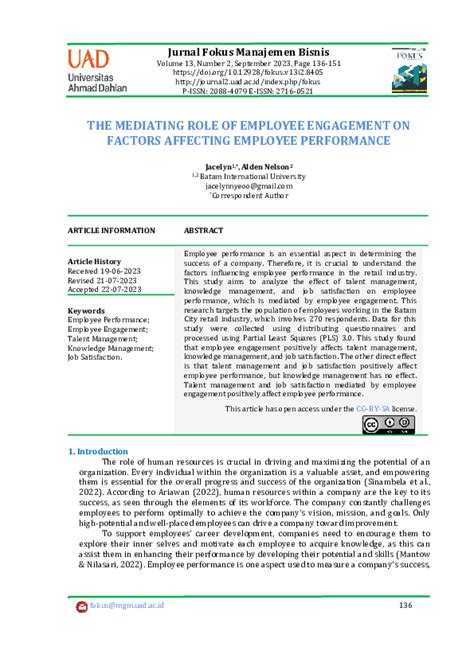 Pdf The Mediating Role Of Employee Engagement On Factors Affecting