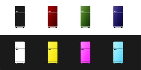 검은 색과 흰색 배경에 고립 된 설정 냉장고 아이콘 냉장고 냉동 고 냉장고 가정용 기술 및 가전 제품 벡터 일러스트 0명에 대한 스톡 벡터 아트 및 기타 이미지 Istock