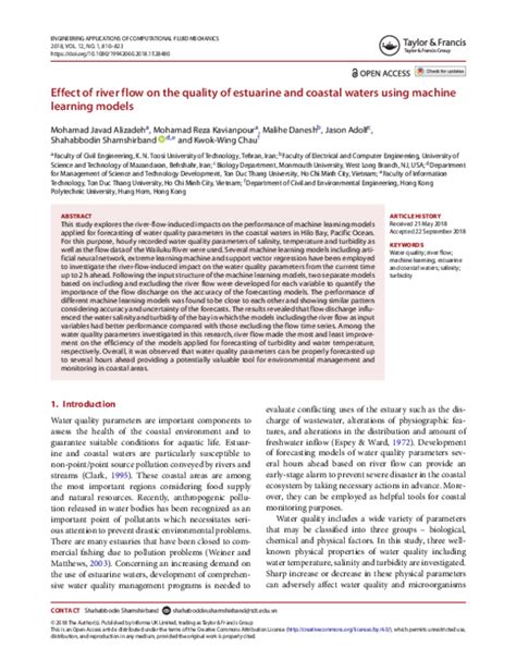 Pdf Effect Of River Flow On The Quality Of Estuarine And Coastal Waters Using Machine Learning
