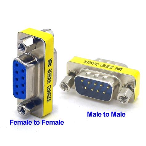 RS Female To Female To Male To Male Mini DB Pin Gender Adapter Serial Plug Com Connector