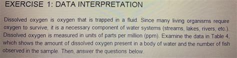 Solved 0 2 4 6 8 10 12 14 16 18 Dissolved Oxygen Ppm