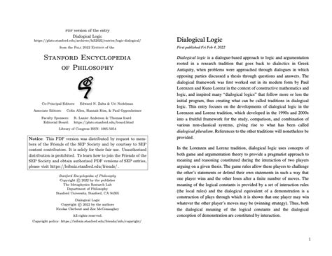 Friends Of The Sep Society Preview Of Dialogical Logic Pdf